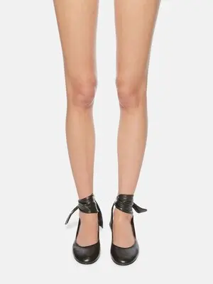 Attico Cloe Ankle Tied Ballerina Flats - Black