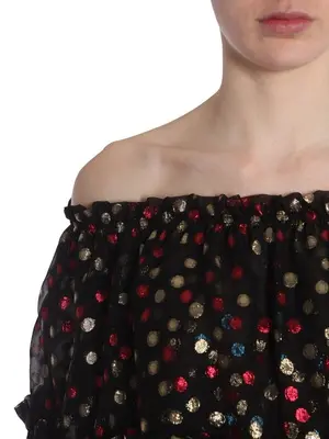 Saint Laurent Fil Coupé Off-the-shoulder Blouse