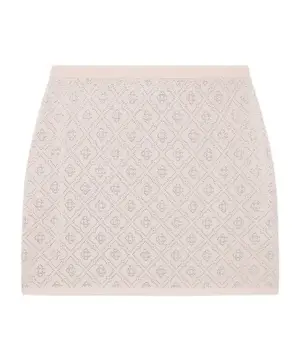 Casablanca Crystal Letter Knit Mini Skirt - Pink