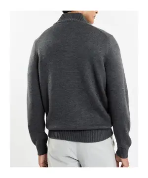 FAY Mock Neck Wool Jumper With Button Placket - Grey