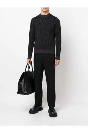 Fendi Monogram Jacquard Crewneck Knitted Jumper