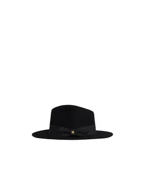 Celine Felt Fedora Hat With Bow Detail - Black