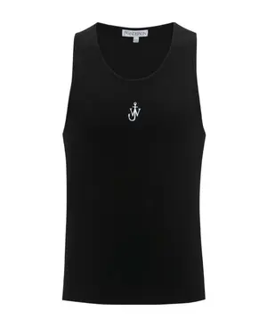 J.W.ANDERSON Logo-embroidered Ribbed-knit Sleeveless Tank Top - Black