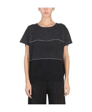 Fabiana Filippi Lurex Detailed Short Sleeve Jumper