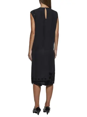 Prada Crewneck Sleeveless Dress With Floral Embellishment