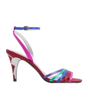 Valentino Garavani Ladycrush Open Toe Satin Sandals - Multicolored/silver