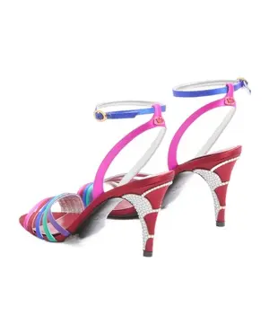 Valentino Garavani Ladycrush Open Toe Satin Sandals - Multicolored/silver
