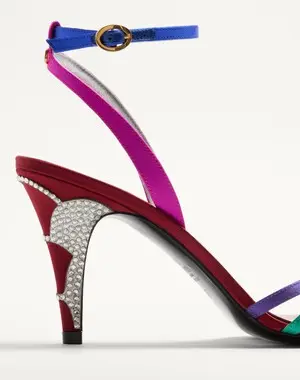 Valentino Garavani Ladycrush Open Toe Satin Sandals - Multicolored/silver
