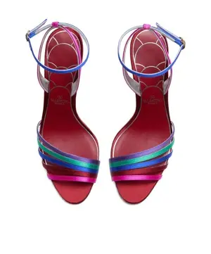Valentino Garavani Ladycrush Open Toe Satin Sandals - Multicolored/silver