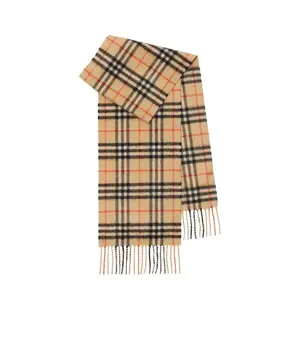 Burberry Checked Fringed Edge Scarf - Nude