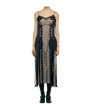 Simone Rocha Layered Ribbon Daisy Chain Multi-slit Maxi Dress