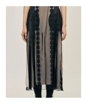 Simone Rocha Layered Ribbon Daisy Chain Multi-slit Maxi Dress