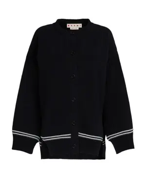 Marni Oversized-fit Cardigan With Logo Stripe Trim