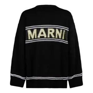 Marni Oversized-fit Cardigan With Logo Stripe Trim