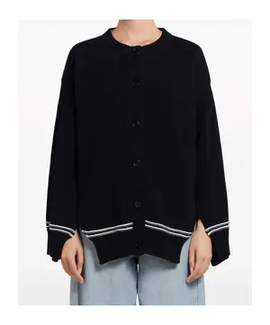 Marni Oversized-fit Cardigan With Logo Stripe Trim