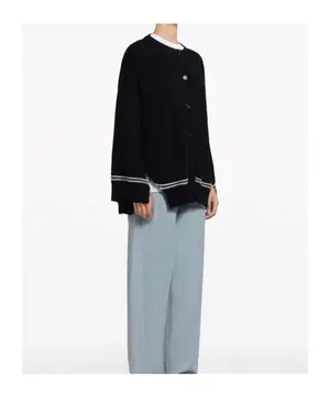 Marni Oversized-fit Cardigan With Logo Stripe Trim