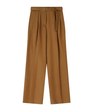 Dries Van Noten Belted Wide-leg Pleated Trousers - Tan