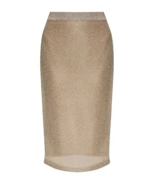 Tory Burch Metallic Mesh Midi Skirt - No