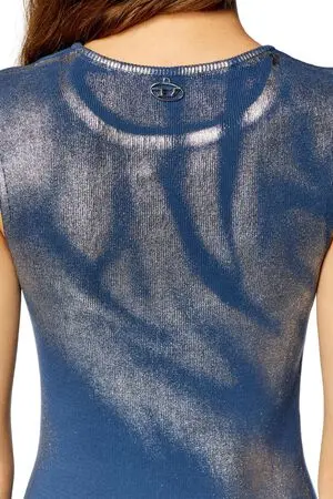 DIESEL® Sleeveless Metallic Finish Cotton Dress