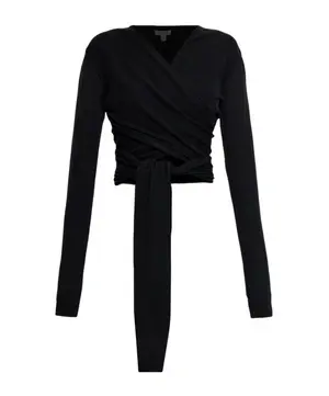 Alaïa Long Sleeve Decorative Tie Top - Black