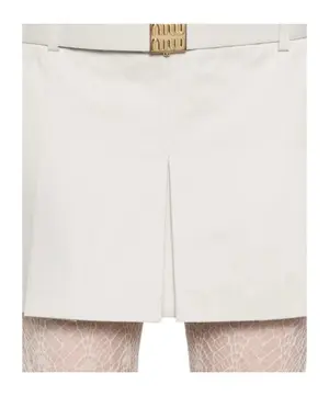 Miu Miu Low-rise Logo-buckle Pleated Mini Skirt