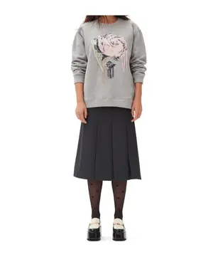 GANNI Embroidered Rose Sweatshirt