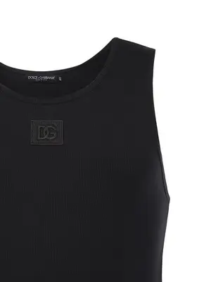 Dolce & Gabbana Dolce Gabbana Logo Patch Ribbed Tank Top