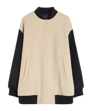 Max Mara Oversized Varsity Bomber Jacket - Sand