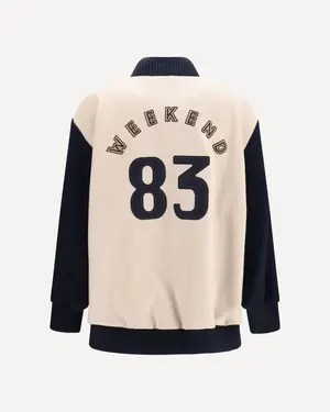 Max Mara Oversized Varsity Bomber Jacket - Sand
