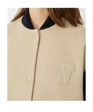 Max Mara Oversized Varsity Bomber Jacket - Sand