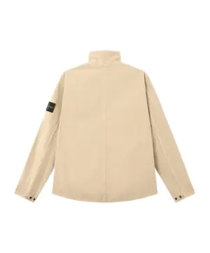 Stone Island Zip-up Overshirt With Logo Patch - Desert