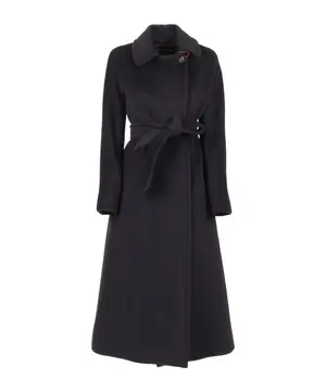 Max Mara Tenzone Tied-waist Long-sleeved Coat - Black