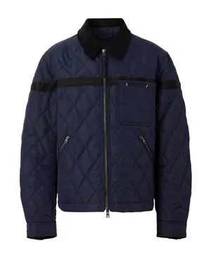 Burberry Diamond Quilted Jacket With Corduroy Collar