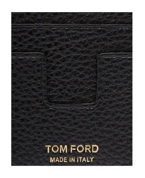TOM FORD T Line Grain Card Holder - Black