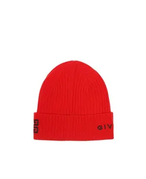 Givenchy Knitted Beanie With Logo Embroidery - Red