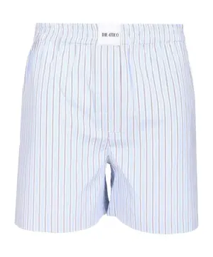 Attico Striped Shorts With Logo Patch