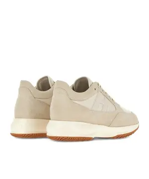 Hogan Interactive Low-top Sneakers With Paneled Leather And H Motif - Beige