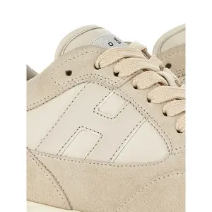 Hogan Interactive Low-top Sneakers With Paneled Leather And H Motif - Beige
