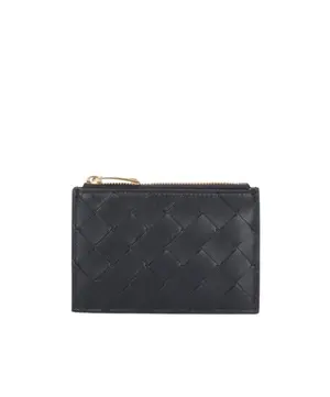 Bottega Veneta Woven Card Holder - Black