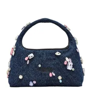Marc Jacobs The Gem Embellished Denim Mini Sack Handbag