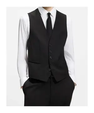 Hugo Boss V-neck Sleeveless Vest With Patch Pockets - Black