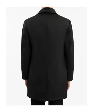 FAY Padded Peak Lapel Coat - Black