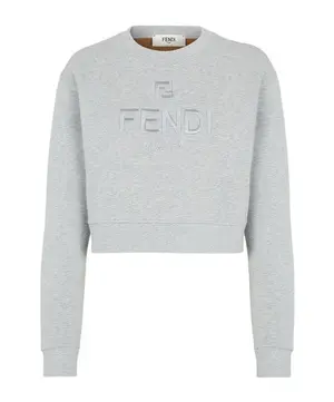 Fendi Logo Embroidered Crewneck Sweatshirt - Grey