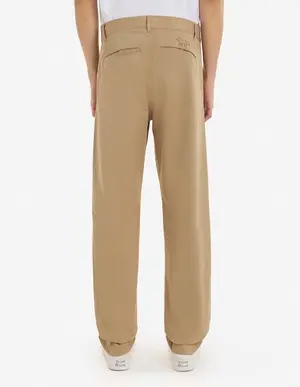 Maison Kitsuné Tapered Cotton Chino Pants With Fox Embroidery - Nude
