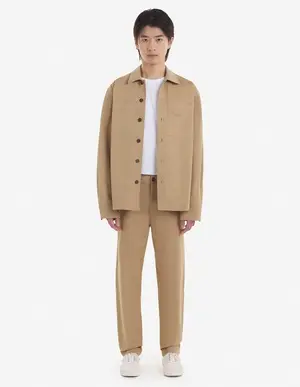 Maison Kitsuné Tapered Cotton Chino Pants With Fox Embroidery - Nude