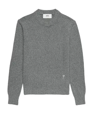 AMI Paris De Coeur Embroidered Knitted Jumper - Gray