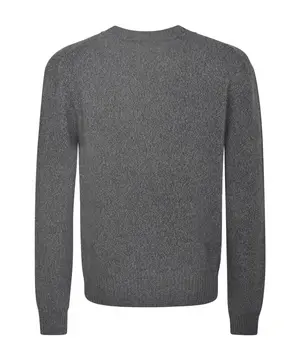 AMI Paris De Coeur Embroidered Knitted Jumper - Gray