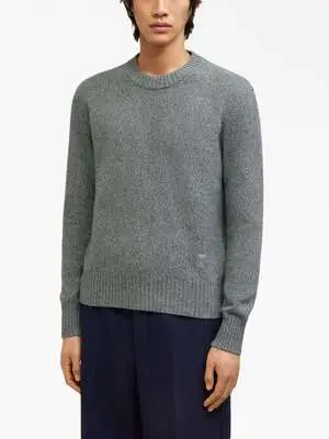 AMI Paris De Coeur Embroidered Knitted Jumper - Gray