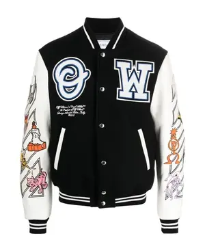 Off-White Logic Patch" Varsity Jacket - Black