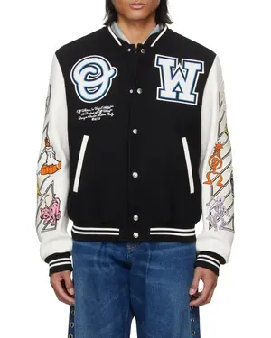 Off-White Logic Patch" Varsity Jacket